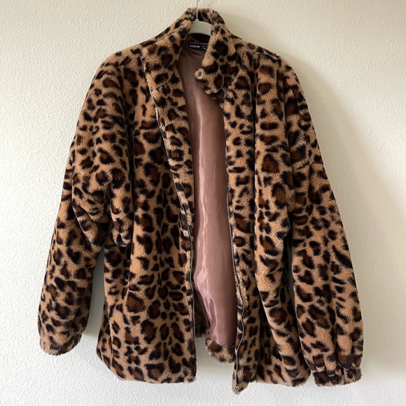 SHEIN | Jackets & Coats | Cheetah Leopard Print Fuzzy Jacket | Poshmark